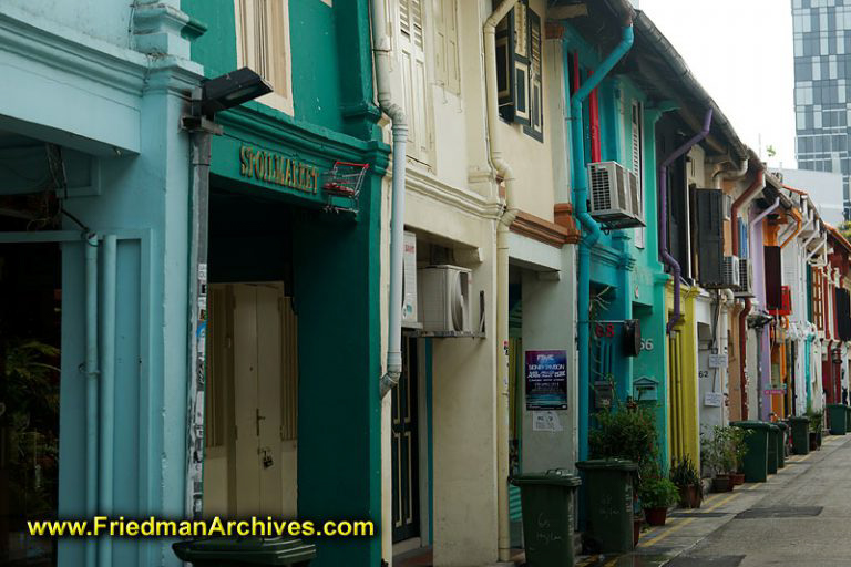 Singapore / Rows of Storefronts – The Friedman Archives – Stock Photo ...